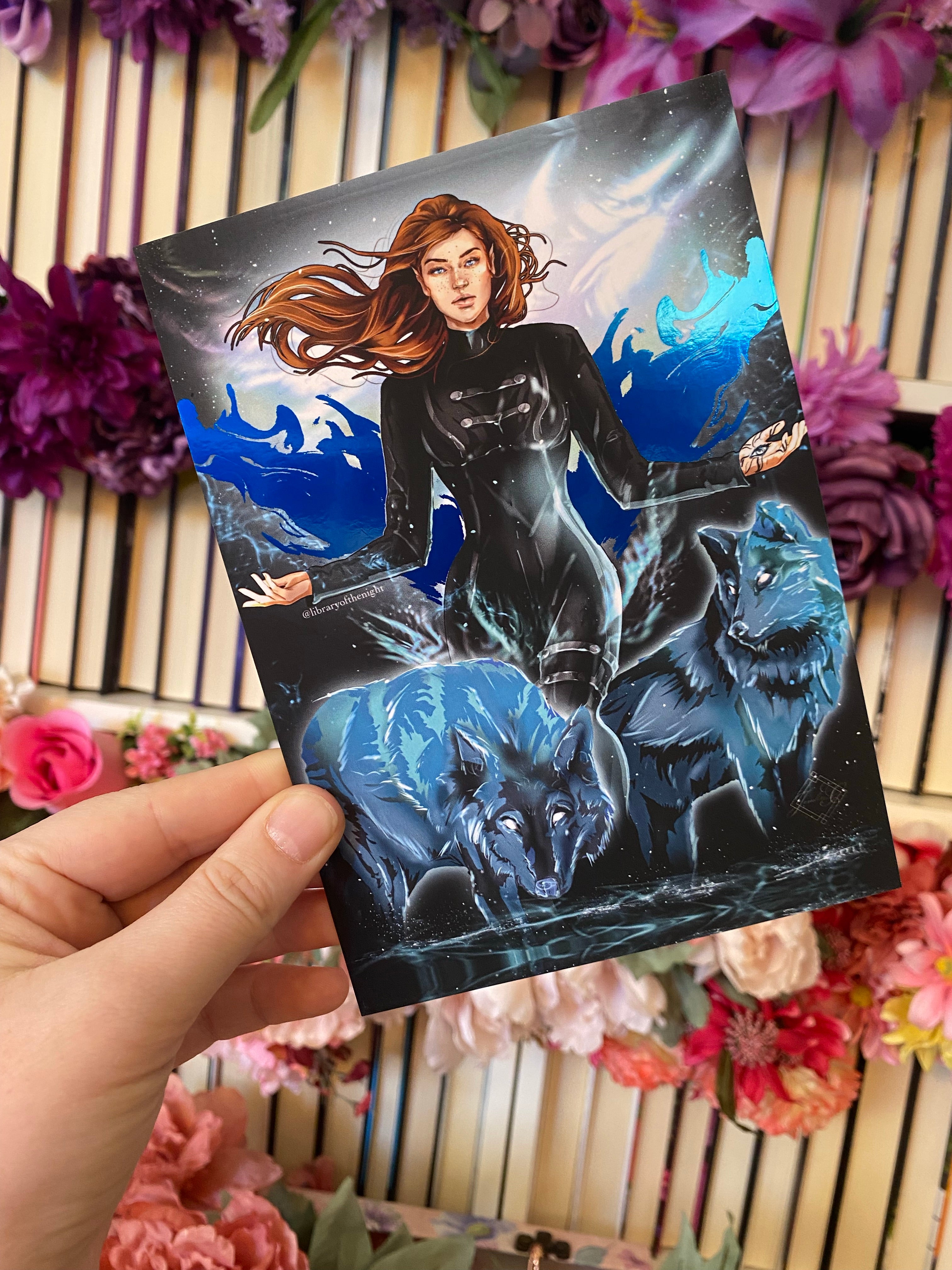 *made w/ permission* acotar Feyre w/ water wolves foiled art ...